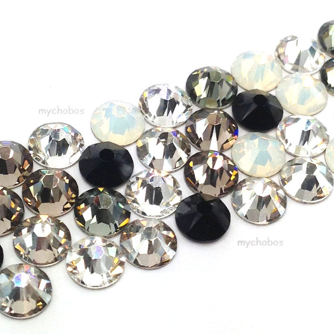 Swarovski 2058/2088 Crystal Flatbacks Rhinestones BLACK & WHITE Colors ...