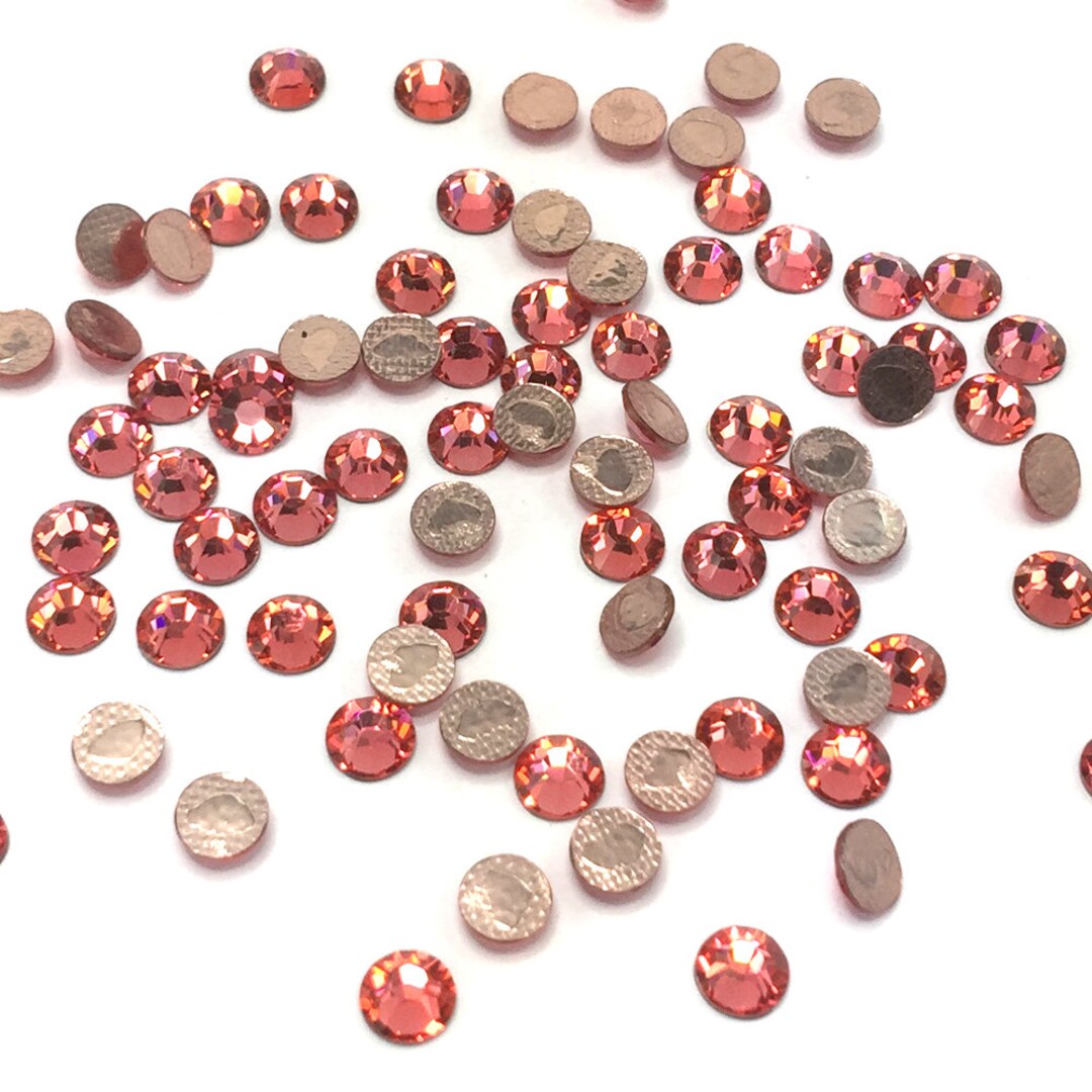 Padparadscha (542) Swarovski 2078 XIRIUS / 2038 XILION Crystal Flatbacks Hotfix Iron-on ...