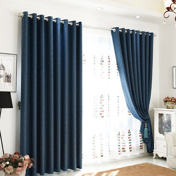 Navy Curtains - Etsy