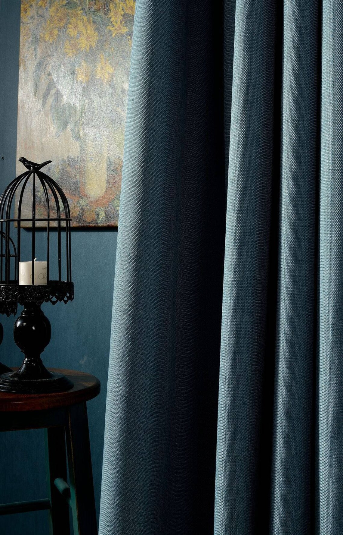 A Pair of Blue Color Custom Curtain Panels. Triple Woven - Etsy