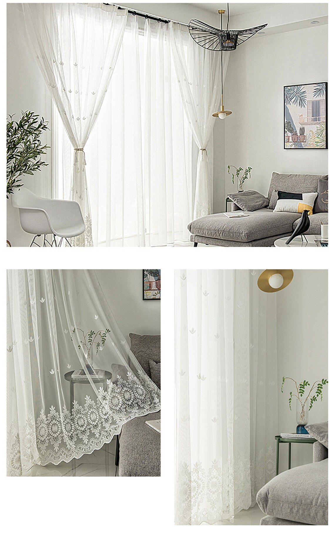 Two Classical Embroidered Sheer Curtains Custom Made to Order - Etsy