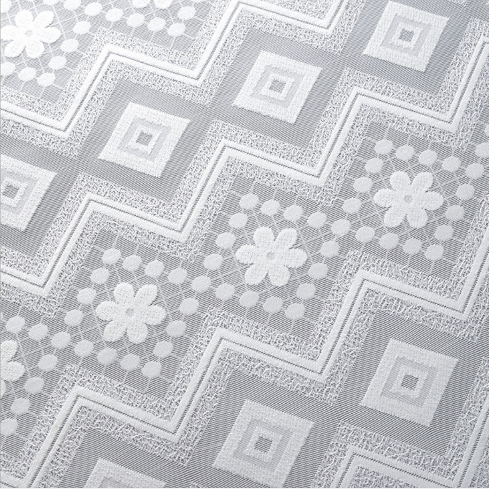 White Geometric Pattern Jacquard Sheer Curtain Panel. One - Etsy