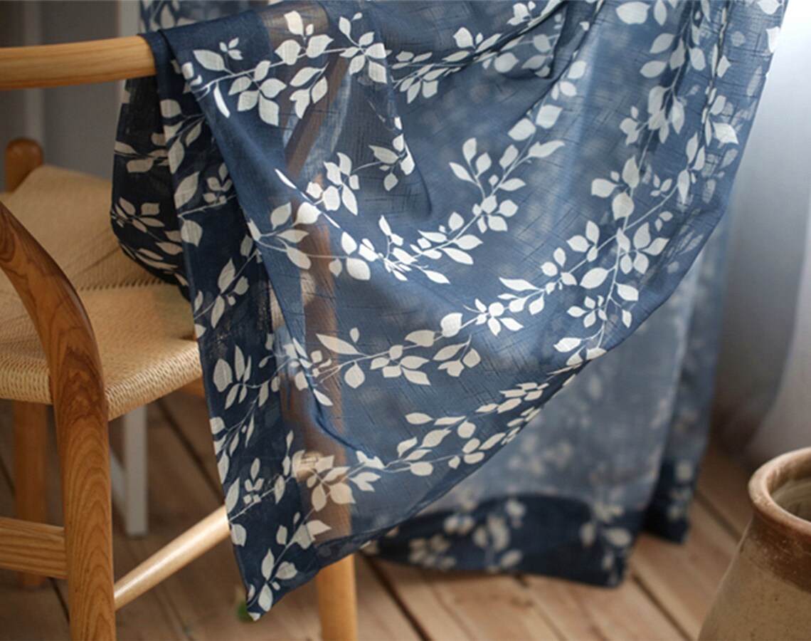 Sheer Curtain Voile Panel With Printed Leaf Pattern. One - Etsy