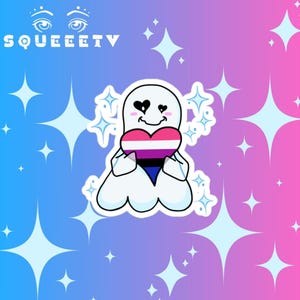 Genderfluid Pride Sonaris Sticker – LGBTQ Ghost Vinyl Sticker With ...
