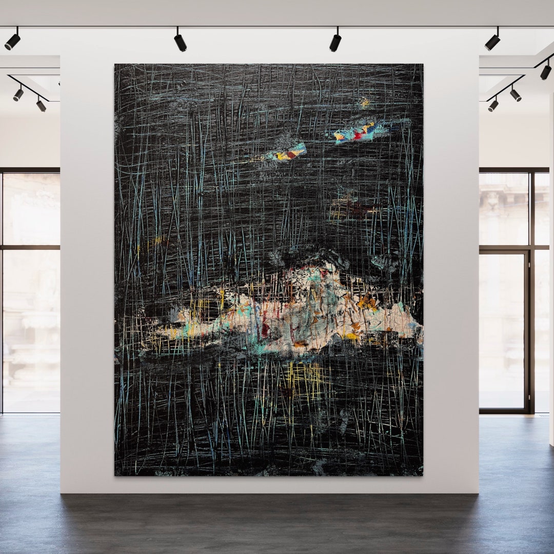 Dark yet Colorful Original Painting: "while U Were Away" / Wooden Frame ...