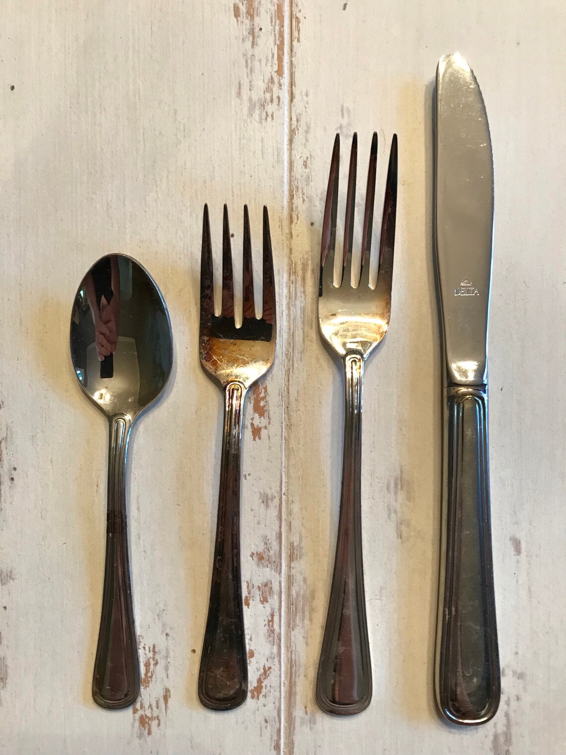 Four Piece Place Setting Signed Delta Airlines Silver Plate Cutlery ...