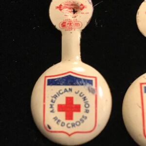 Four Metal American Junior Red Cross Buttons, Children's Fold Over ...