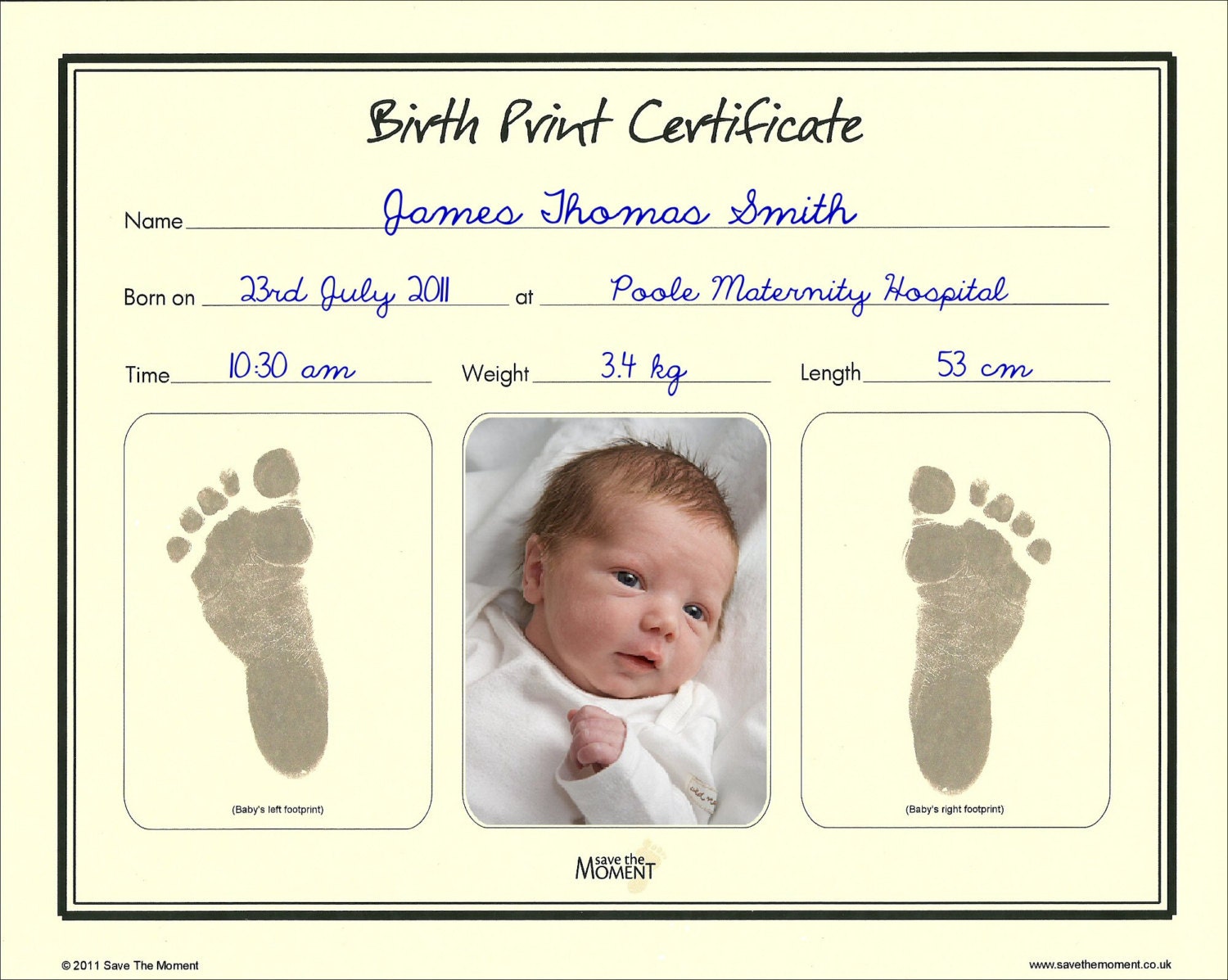 Baby Birth Print Certificate Inkless Foot Print Keepsake From 