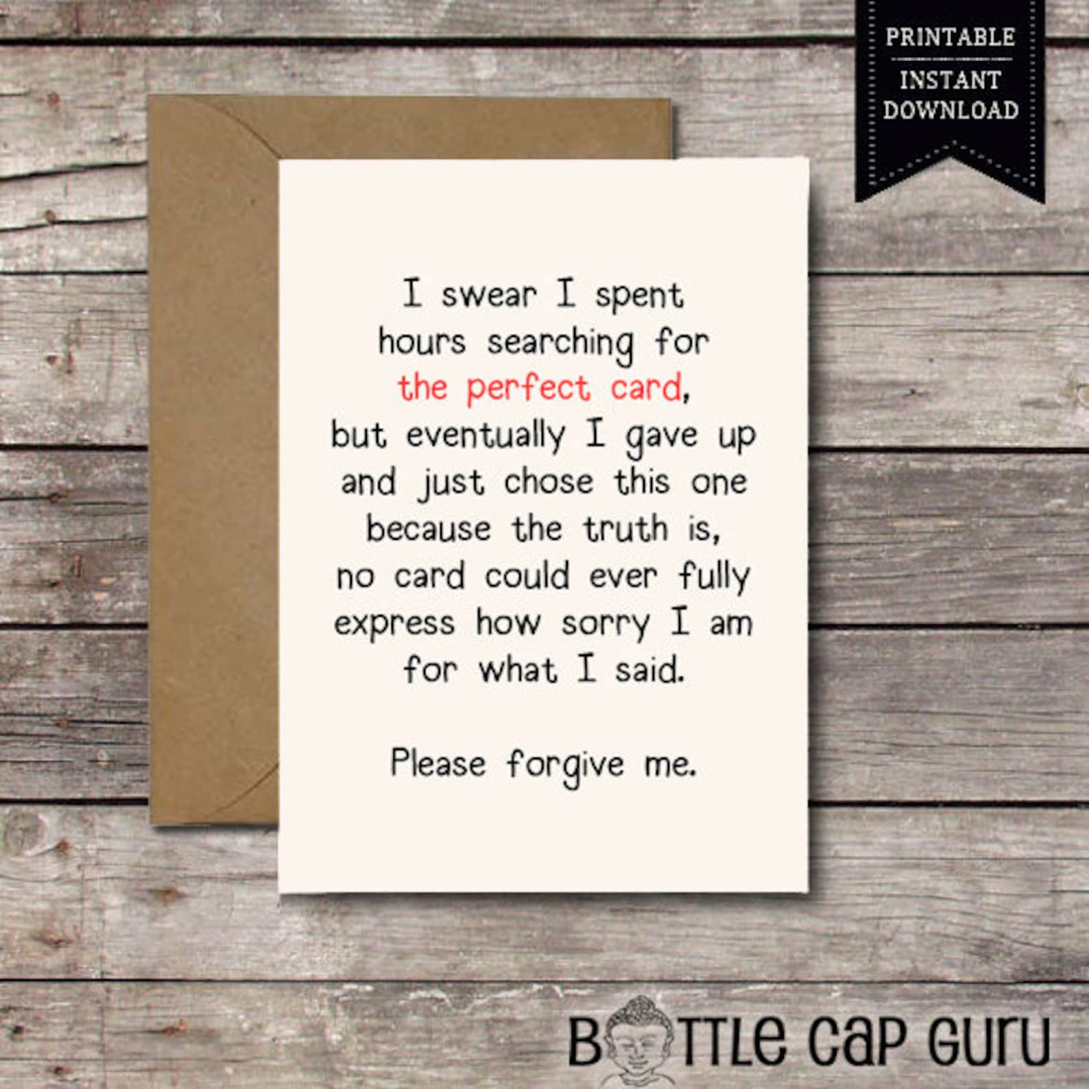 Download THE PERFECT CARD / Please Forgive Me #2 / I'm Sorry Card ...