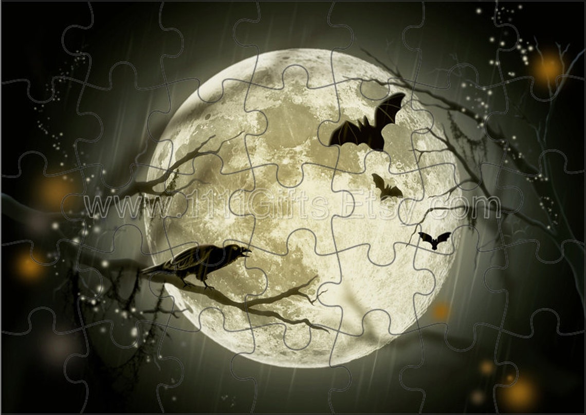Printable Full Moon Puzzle / Moon Crafts Bats / 35-pcs Jigsaw - Etsy