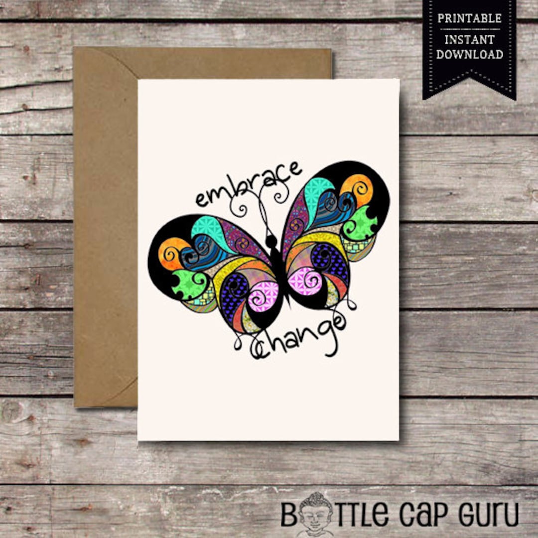 Embrace Change /printable Butterfly Card Inspirational Abstract Art ...