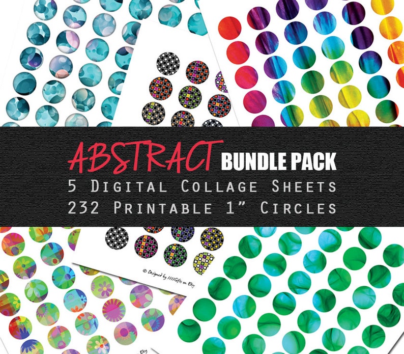 Bundle & Save! ABSTRACT BUNDLE PACK: 5 Digital Collage Sheets in One ...