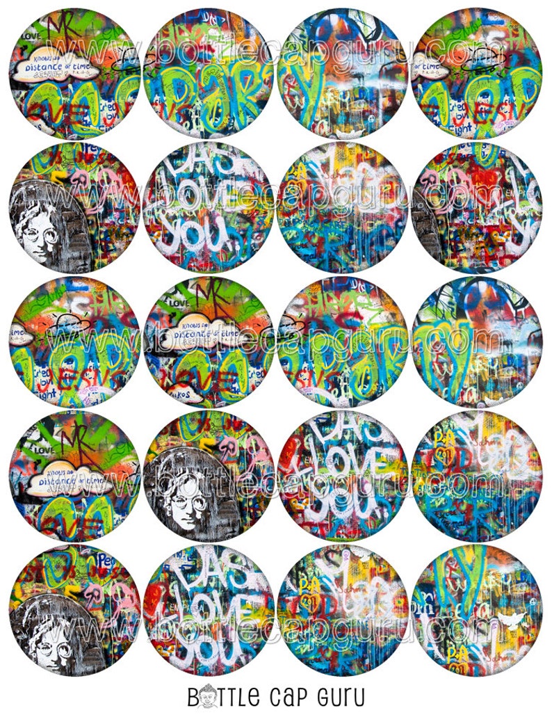 GRAFFITI WALL / 2" Circle Digital Collage Sheet / 2 Inch Circle ...