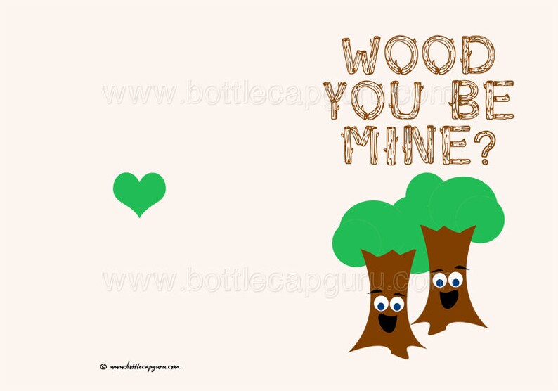 WOOD You Be Mine / Funny Valentine's Day Card / Cute Printable Romantic ...