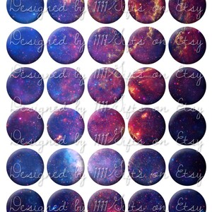 Galaxy Milky Way Digital Collage Sheet * 1.5 Inch Cosmic Circles for ...