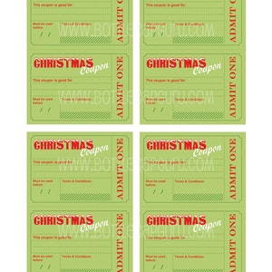 Printable Christmas Coupons / DIY Holiday Vouchers Template / Stocking ...
