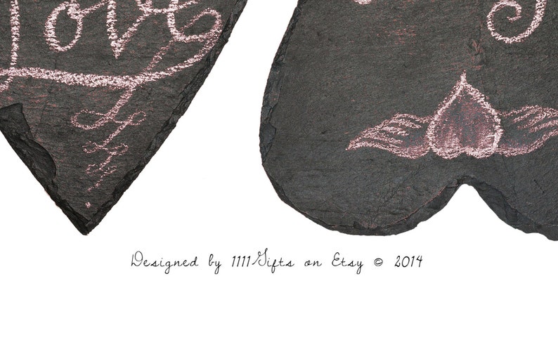 Heart-shaped Love Slates in Chalk / Digital Collage Sheet for Gift Tags ...