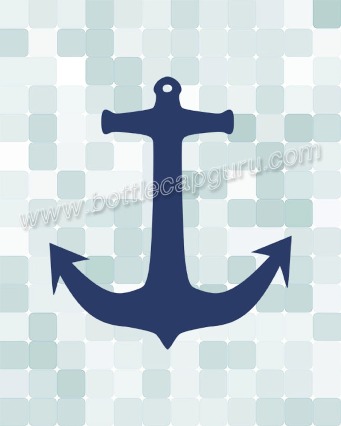 Anchor Decor, Blue Geometric Nautical Print, Navy Blue Anchor Wall Art ...