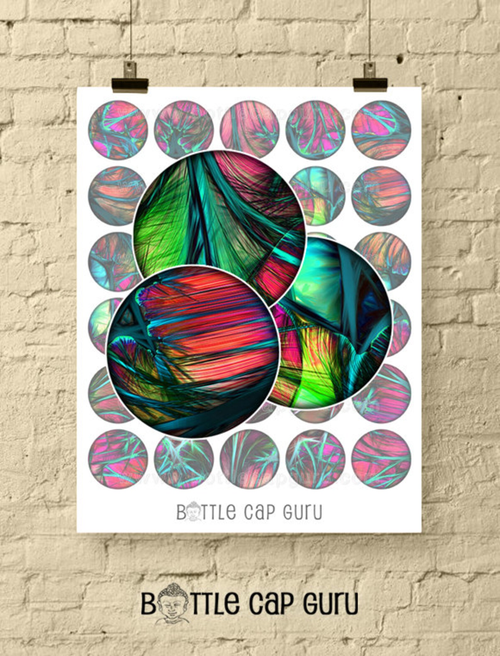 FRACTAL FRENZY CIRCLES / Digital Collage Sheet 1 Inch & 1.5 - Etsy