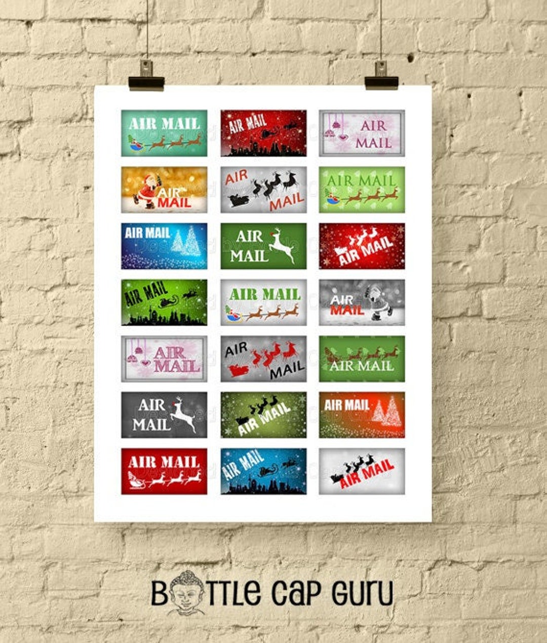 Assorted Santa & Reindeer "air Mail" Labels / Decorate Your Last Minute ...