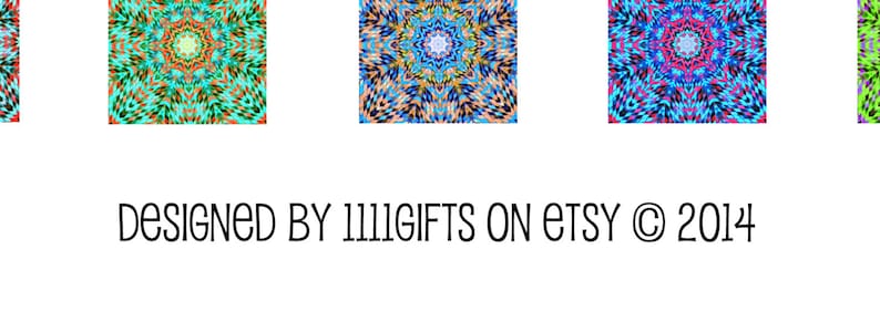 Kaleidoscope Squares / 1x1 Inch Size Printable Square Images / Digital ...