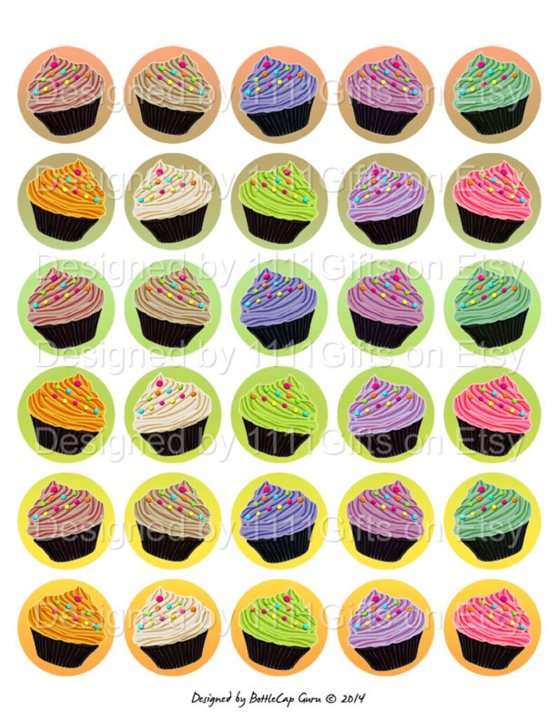 Cupcakes With Sprinkles / Colorful 1.5 Inch Round Bottle Cap Images for ...