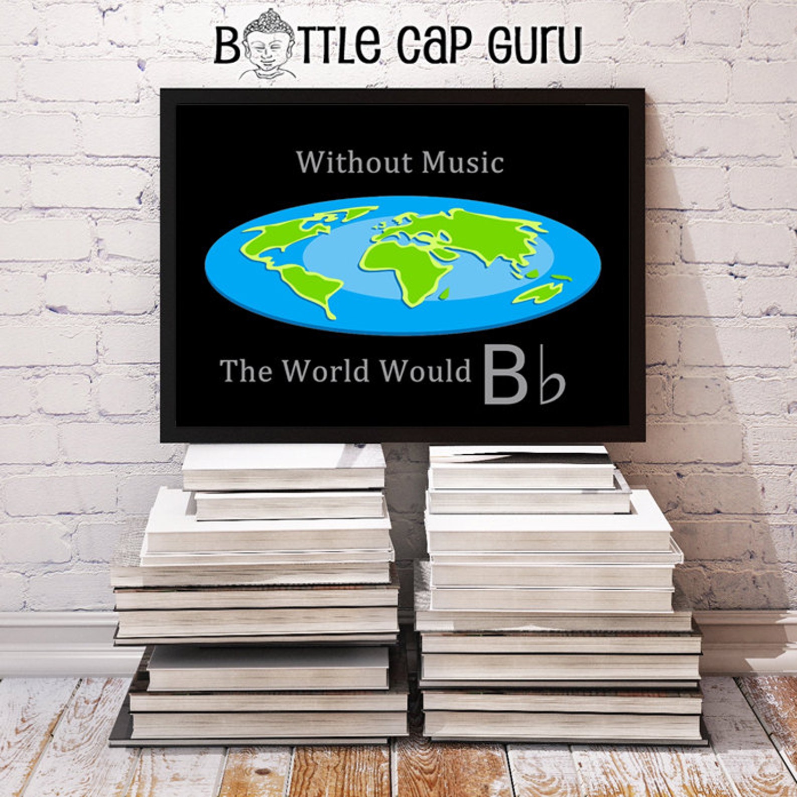 Funny Music Quote Print: Without Music the World Would B Flat / Digital ...