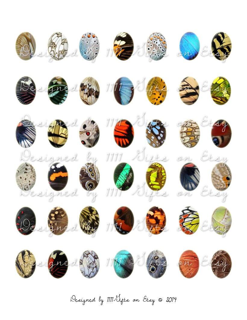 Butterfly Wings Patterns * 18x25mm Oval Digital Collage Sheet for ...