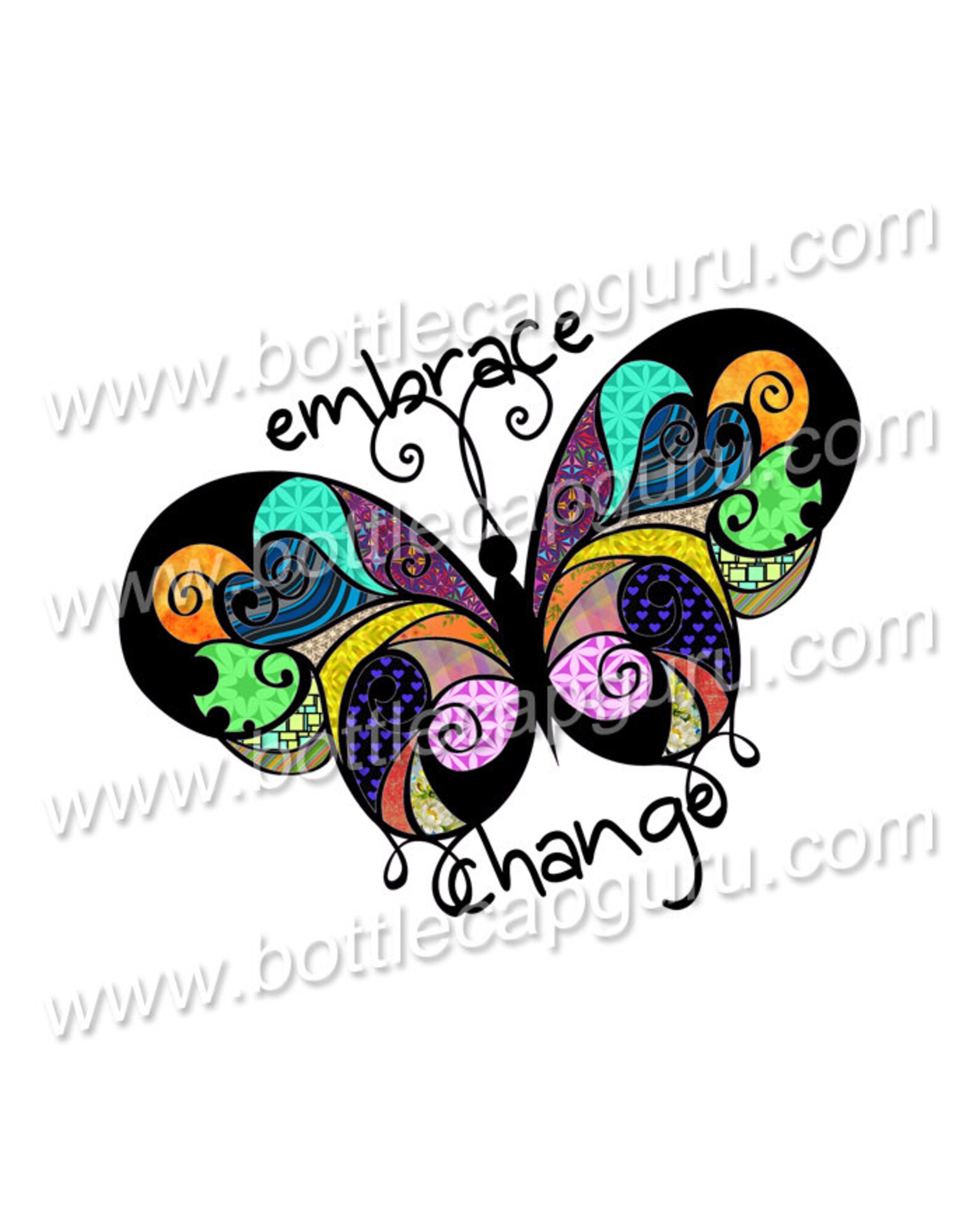 Embrace Change / Colorful Abstract Butterfly Design / Inspirational ...