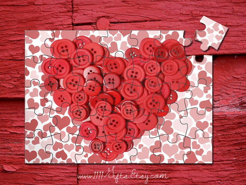 Printable Valentine's Day "buttons & Hearts" Puzzle * 35-pcs Jigsaw ...