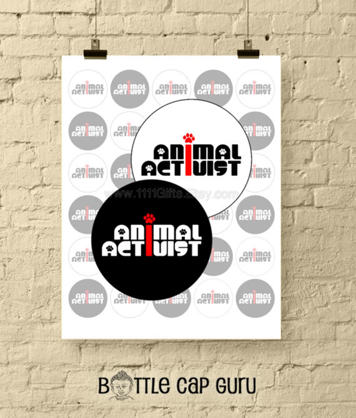 Animal Activist 1.5" Round Digital Collage Sheet for Buttons, Crafts ...