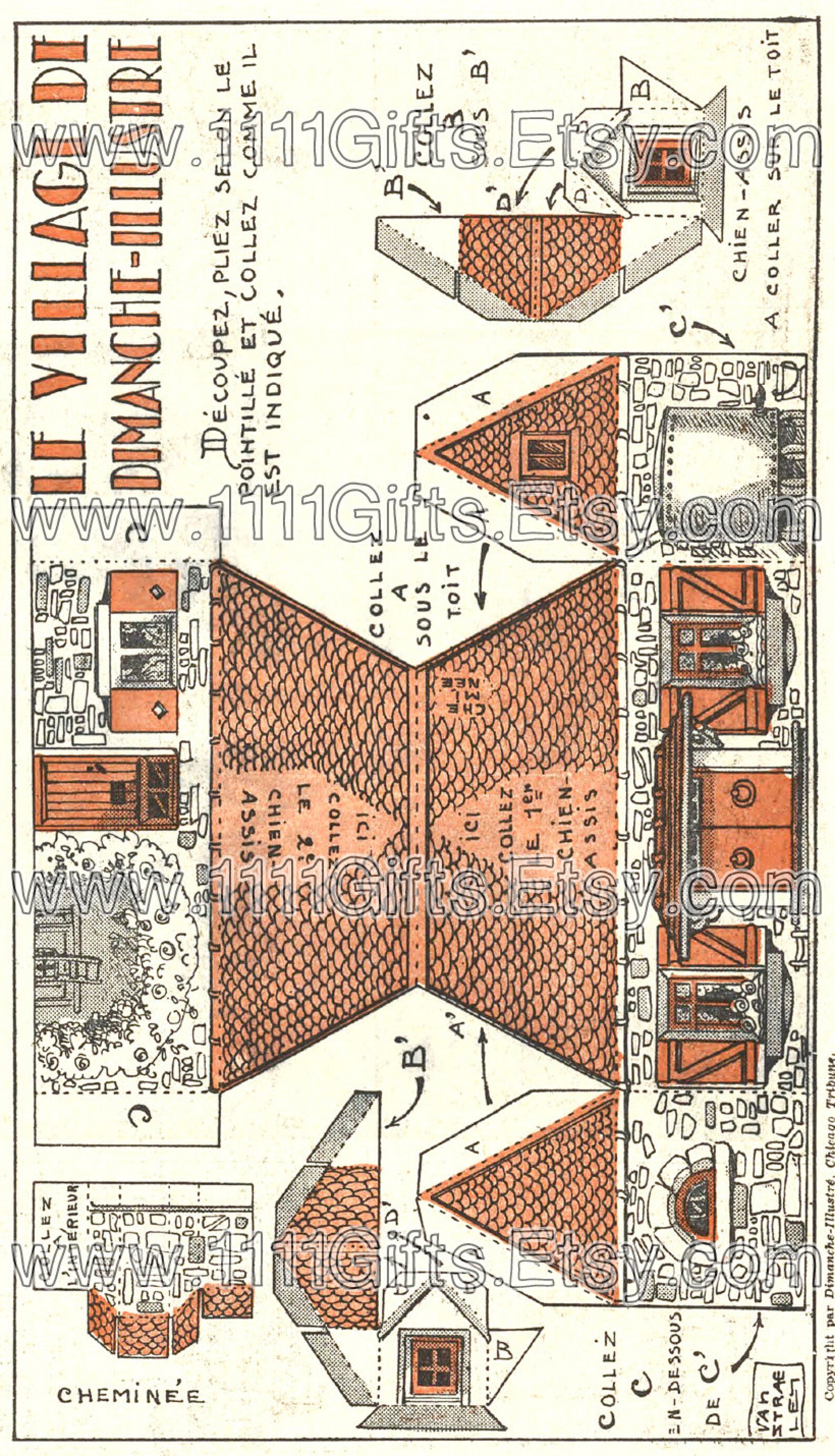 Miniature French Cottage / Printable Vintage Template / DIY Craft Ideas ...