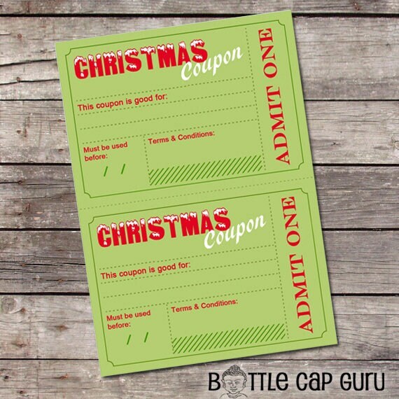 Printable Christmas Coupons / DIY Holiday Vouchers Template / - Etsy
