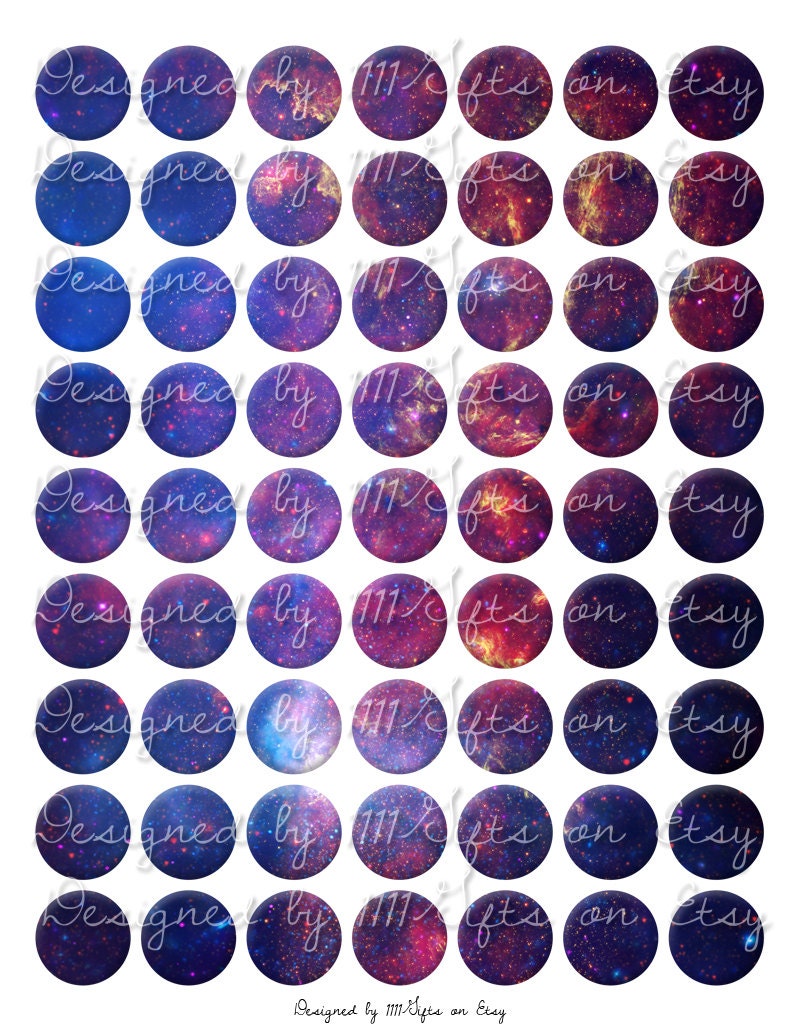 Galaxy Milky Way Digital Collage Sheets * 1 Inch Cosmic Circles for ...