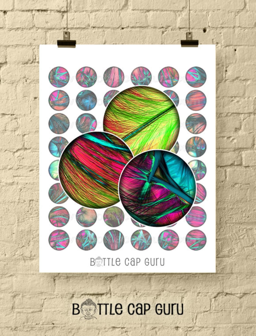 FRACTAL FRENZY CIRCLES / Digital Collage Sheet 1 Inch & 1.5 Inch ...