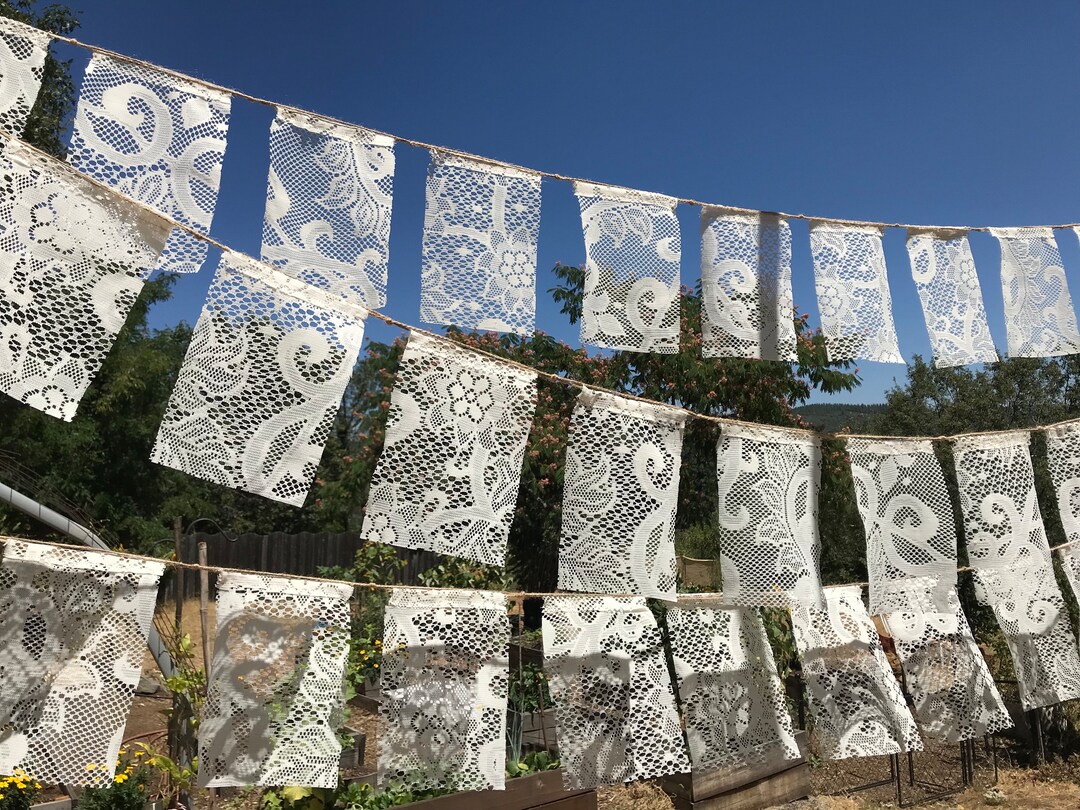 Flag Garland • Peace Flags • Decoration Swag • Cream Lace - Etsy
