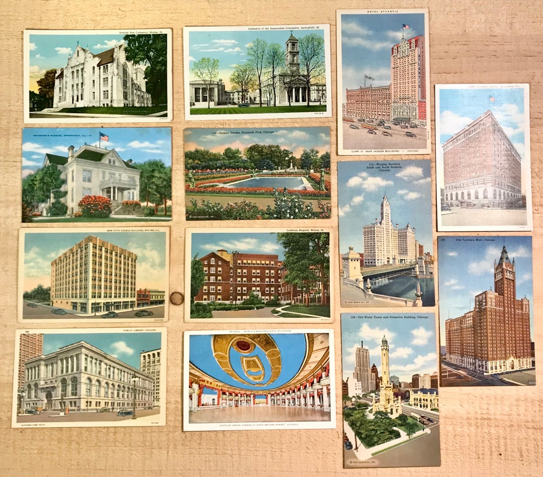Vintage Postcards • Illinois • 13 Piece Set - Etsy