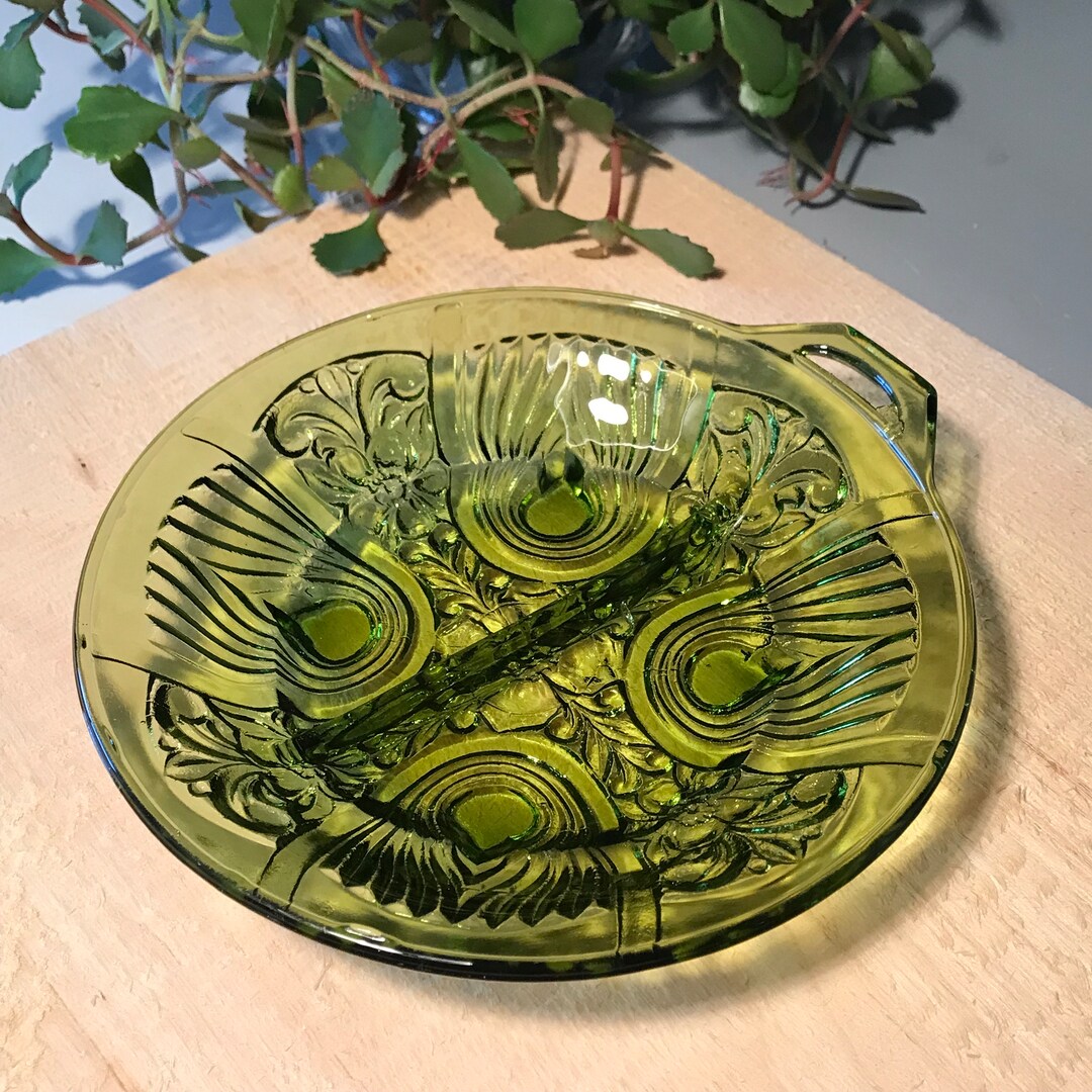 Vintage Indiana Glass Divided Dish Killarney Green - Etsy