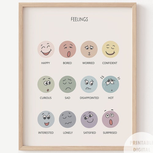 Rainbow Feelings Chart Emotions Print Shapes PRINTABLE Wall - Etsy