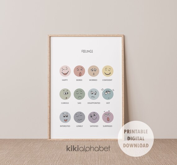 Rainbow Classroom Decor Emotions Print Feelings PRINTABLE Wall Art ...