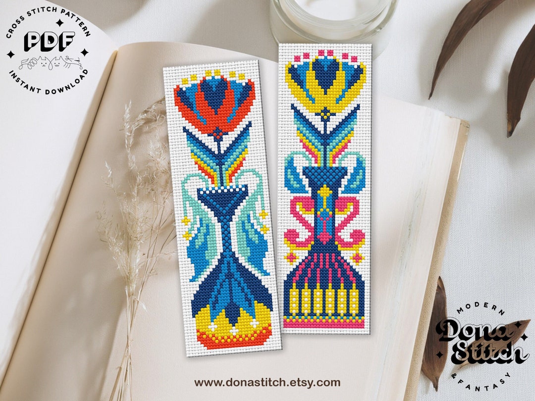 Flower Bookmarks Cross Stitch Pattern Floral Bookmark DIY PDF Pattern ...
