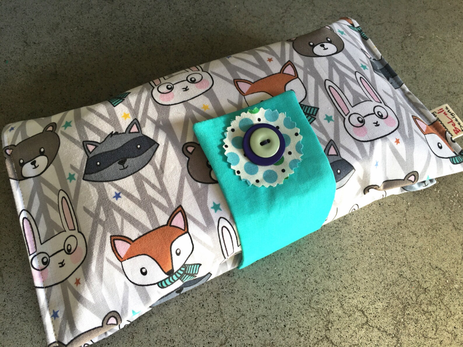 Baby or Toddler Funky Nappy Wallet. Woodland Friends Fabric. Custom ...