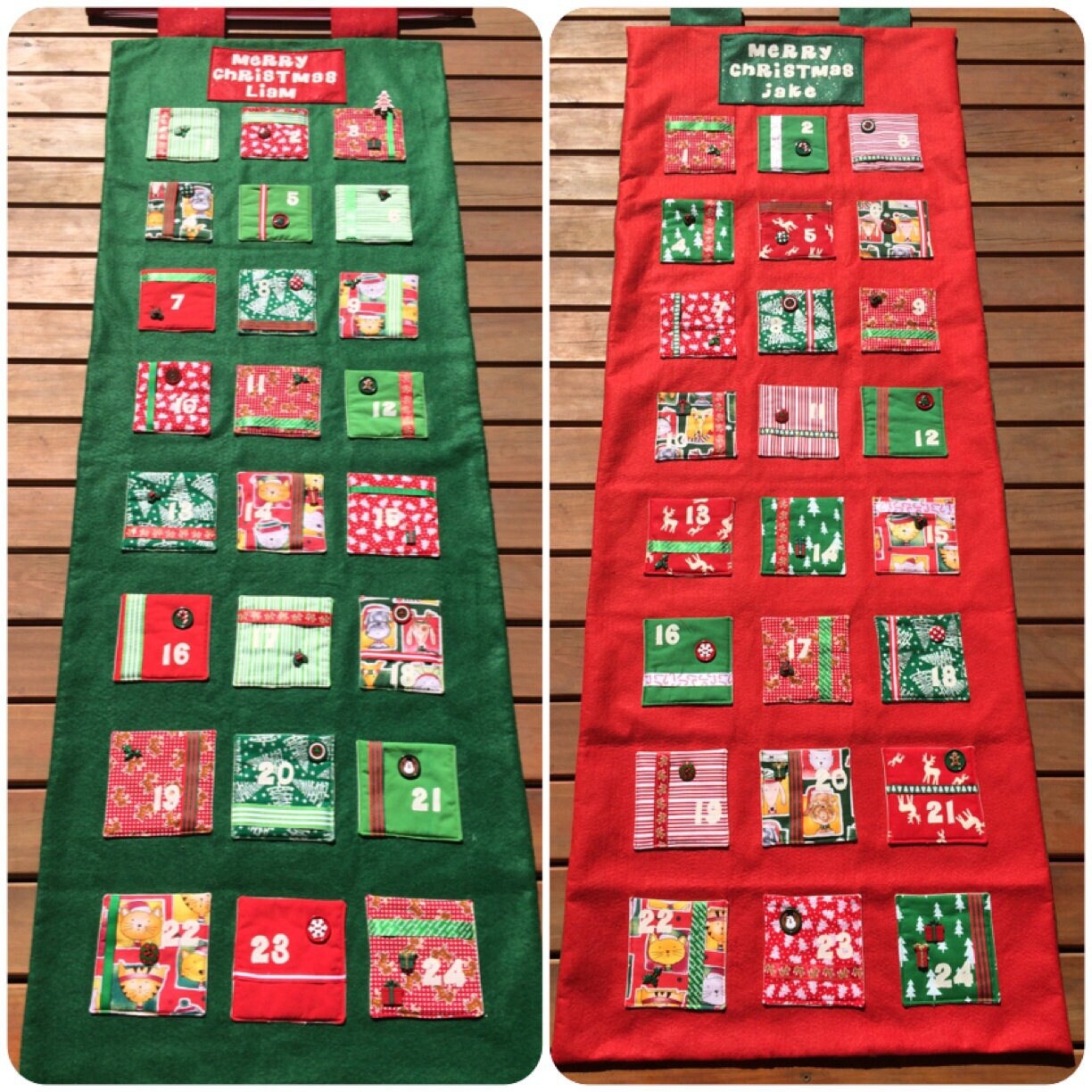Festive Themed Fabric Christmas Advent Calendar With Personalised Name ...