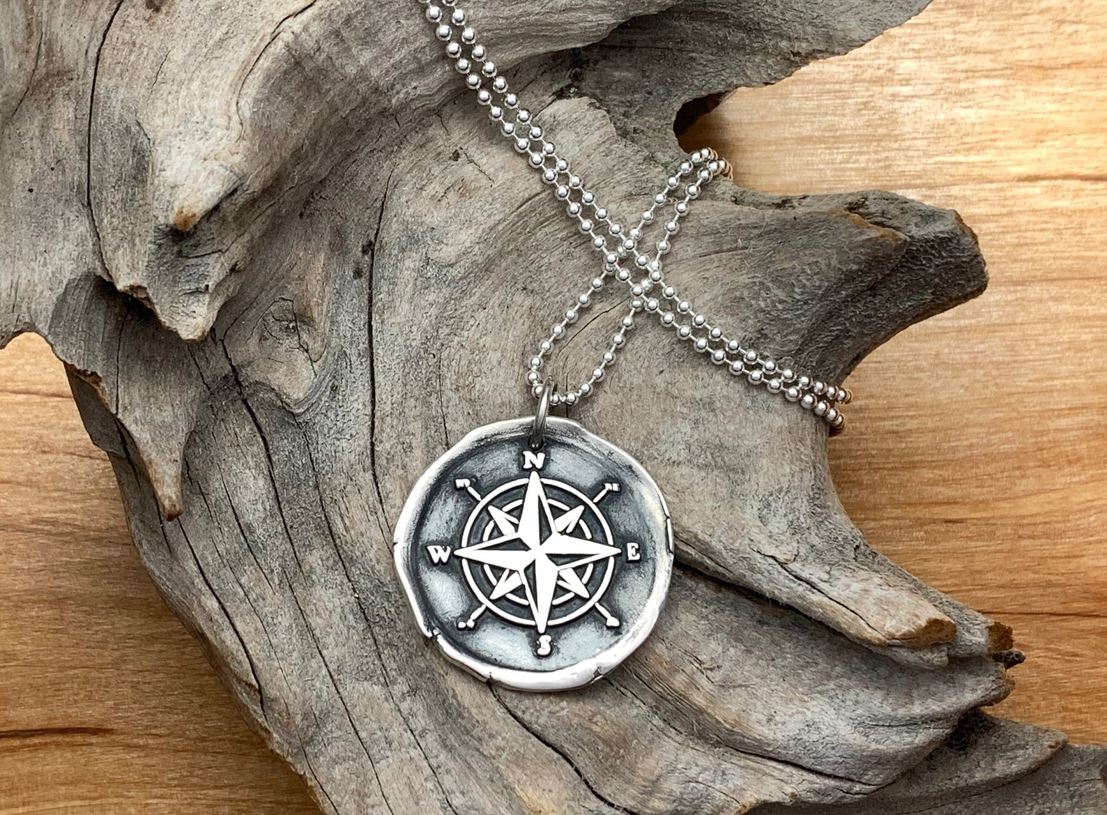 Compass Wax Seal Pendant in Fine/sterling Silver, Handcrafted OOAK ...
