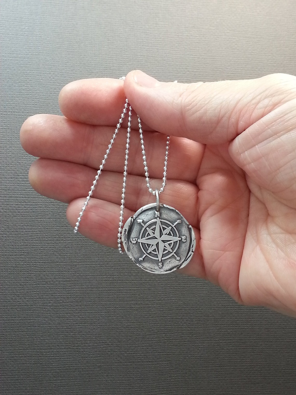 Compass Wax Seal Pendant in Fine/sterling Silver, Handcrafted OOAK ...