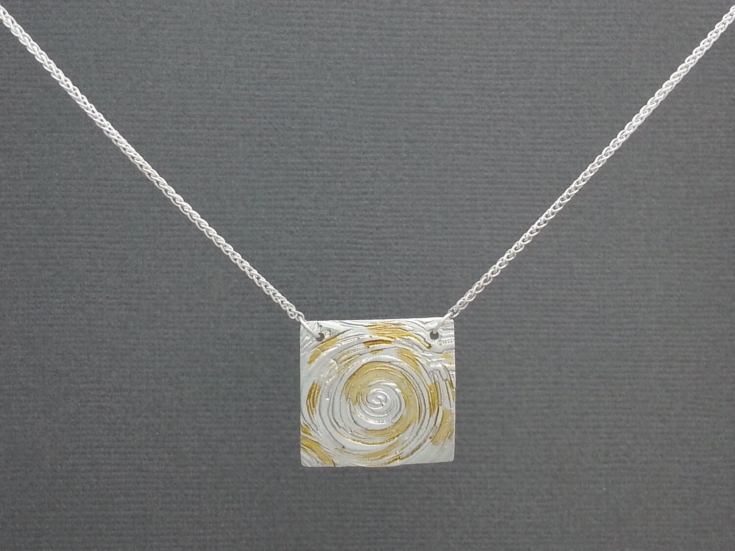 Square Swirl Necklace in Fine/sterling Silver With Gold Patination ...