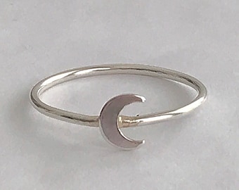 Silver moon ring | Etsy