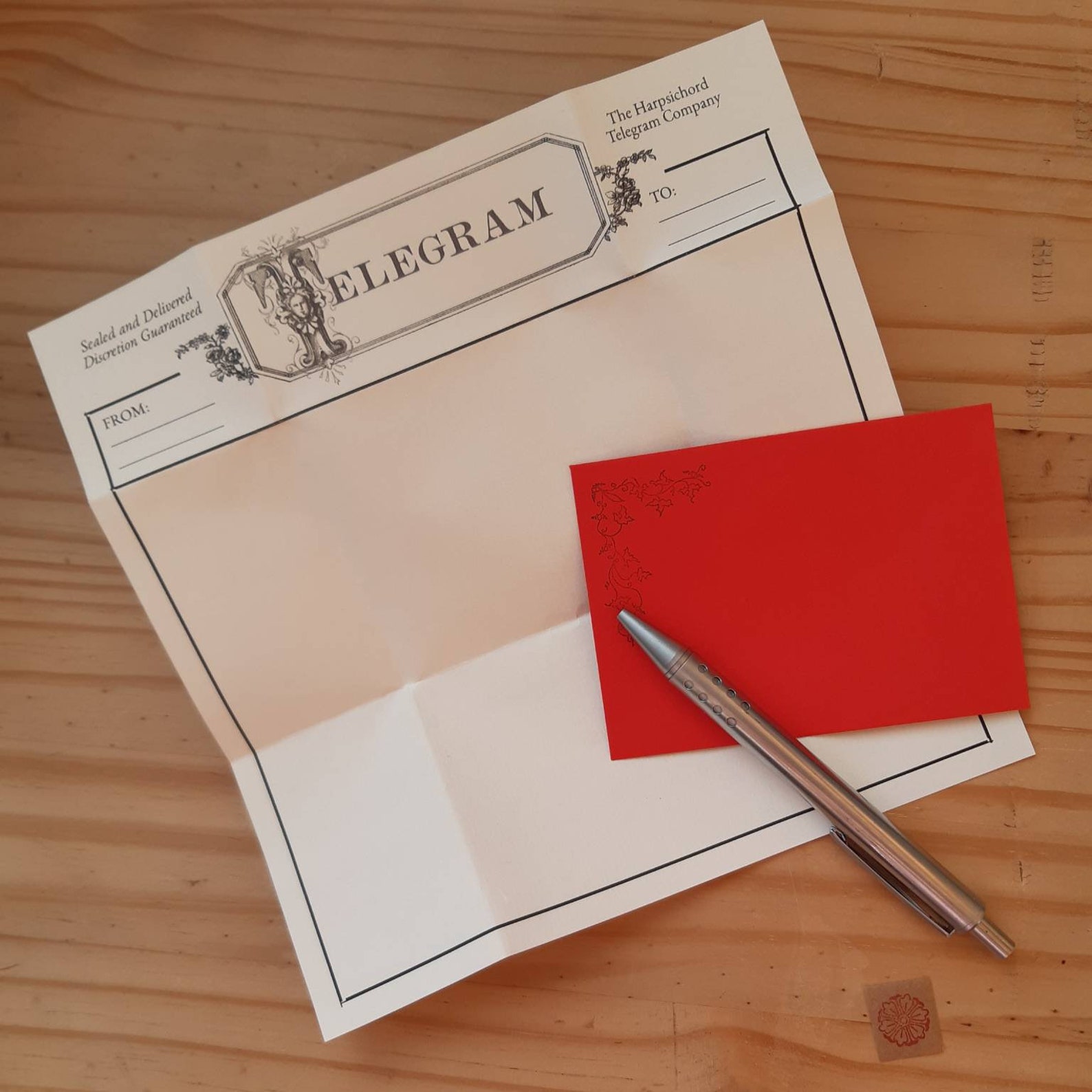 Timeless Telegram Letter Set, Red Envelope Victorian Style Writing ...