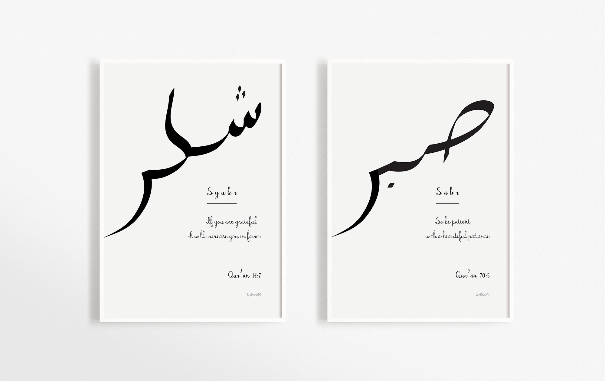 SABR SYUKR Set of 2 Prints Islamic Wall Art Islamic Art - Etsy