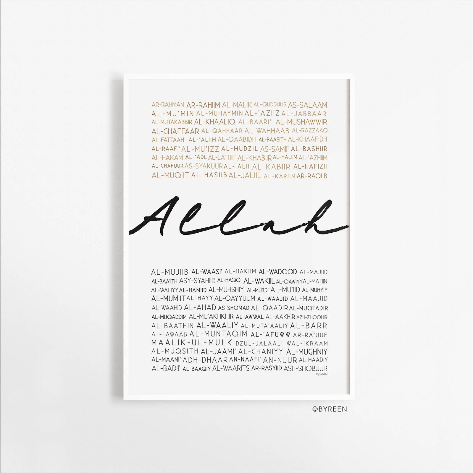 99 Names of Allah, Asma Ul Husna Modern Islamic Prints Islamic Wall Art ...